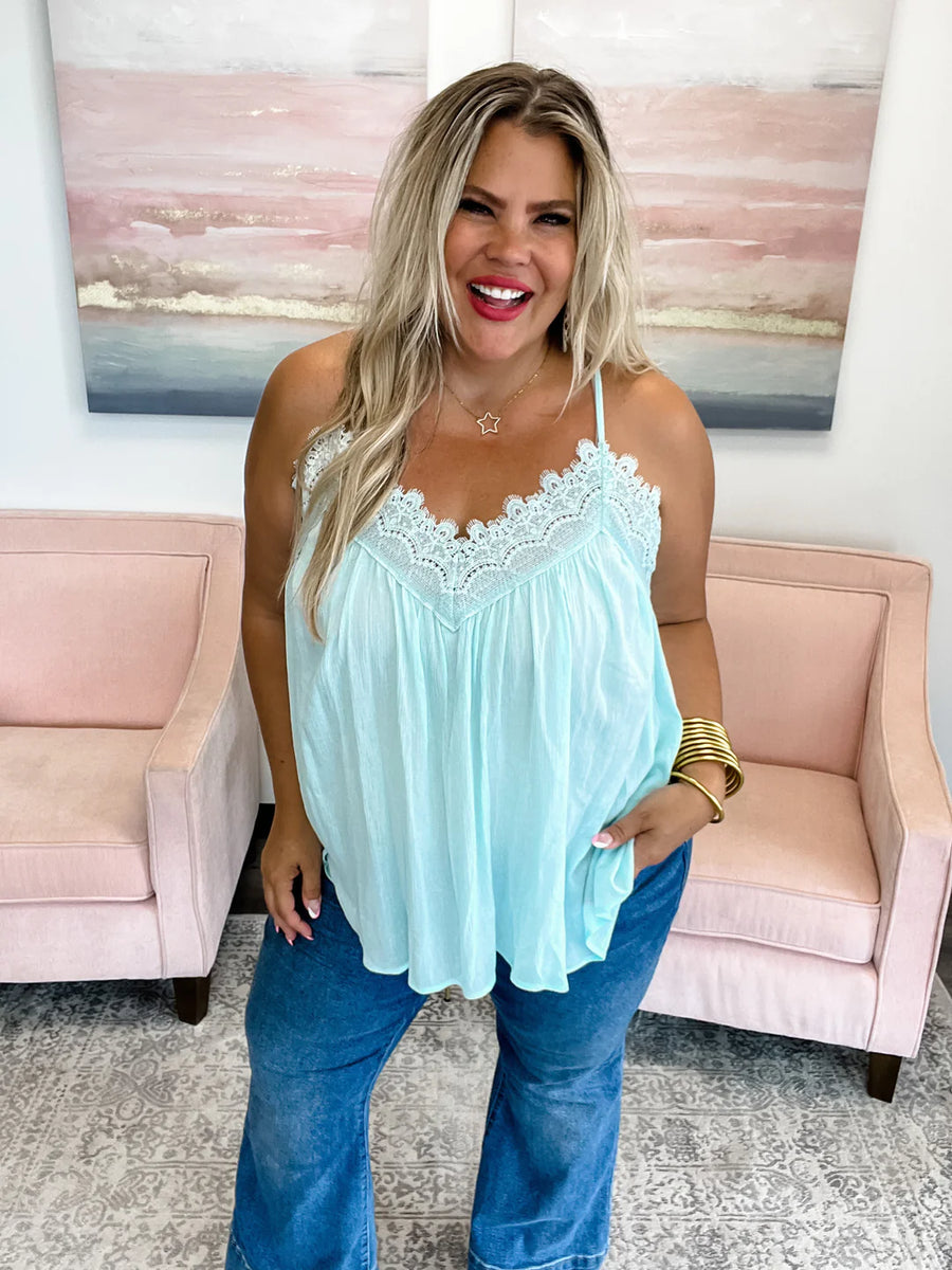 Leni Lace Cami in Bahama Blue – Curvy Birdy Boutique