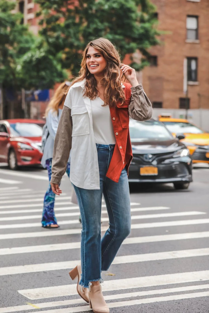 Becca Color Block Shacket - Rust – Curvy Birdy Boutique
