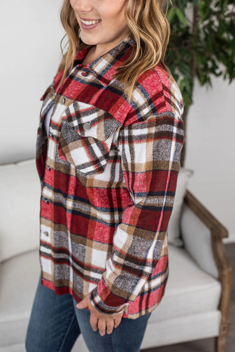 Molly Plaid Shacket - Red and Tan in 2X – Curvy Birdy Boutique
